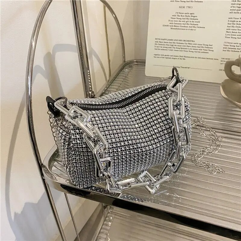 Allover rhinestone pouch bag Products- Cheersdrop