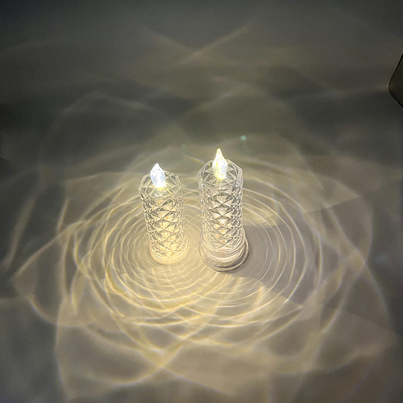 Battery Electronic Candle Crystal Rose Projection Ambient Light ...